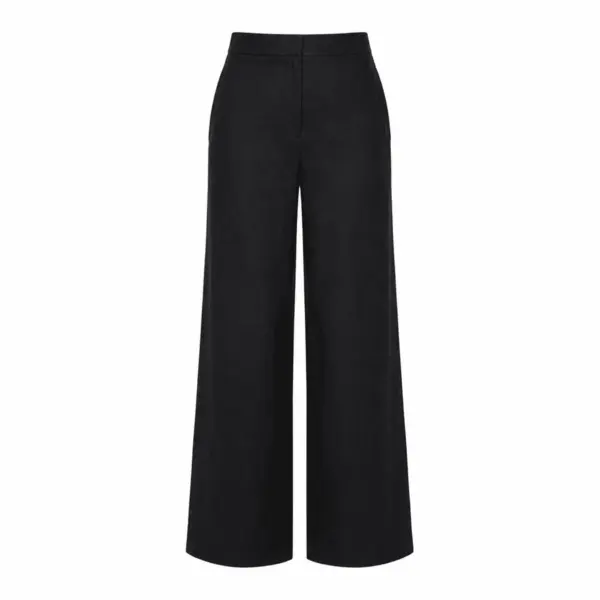 EXQUISE Azaleaora High Waist Linen Wide Leg Trousers - Black
