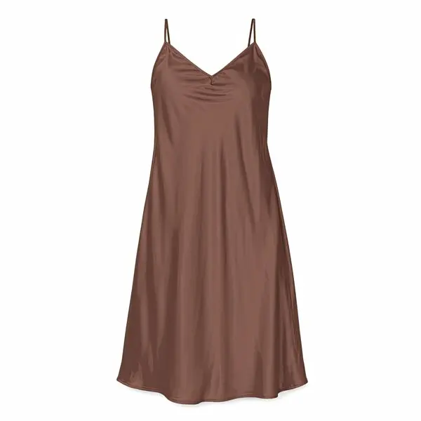 SANTE GRACE The Best Curve Bias Cut Bamboo Blend Slip Dress Assortment Ca - Brown