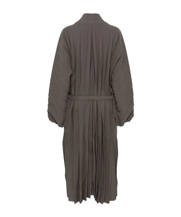 Issey Miyake Double-breasted Belted Pleated Coat