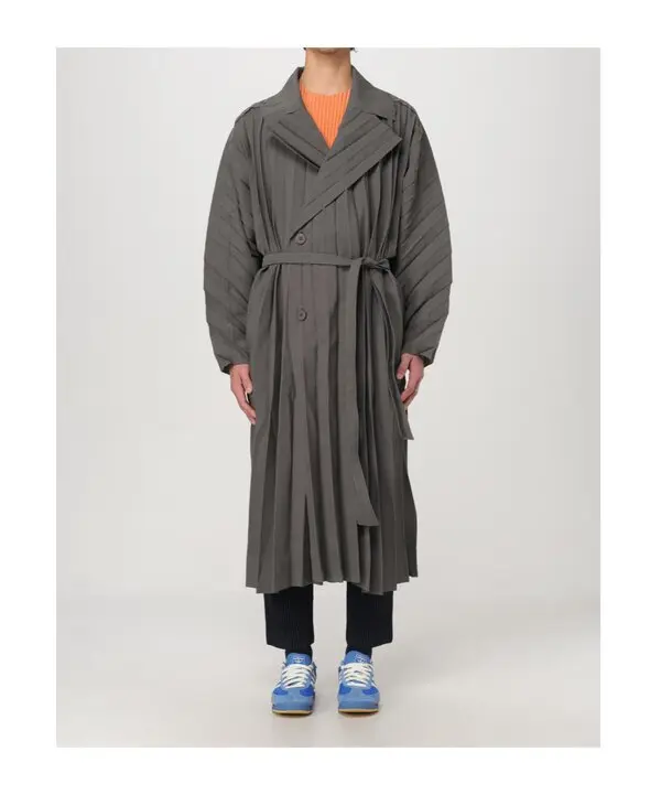 Issey Miyake Double-breasted Belted Pleated Coat