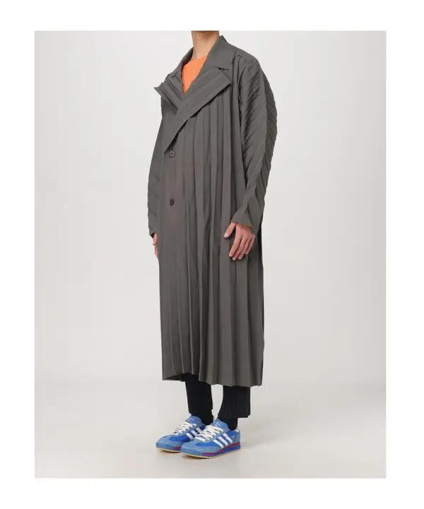 Issey Miyake Double-breasted Belted Pleated Coat