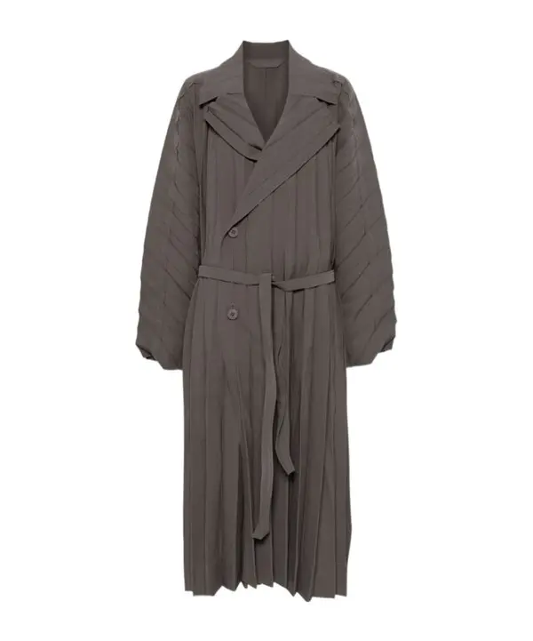 Issey Miyake Double-breasted Belted Pleated Coat