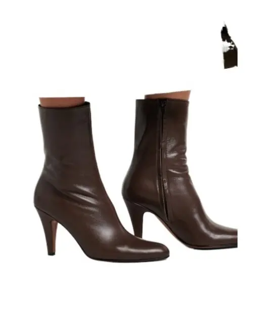 THE ROW Leather Ankle Boots - Brown
