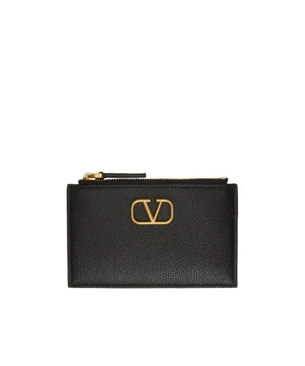 Valentino Garavani Vlogo Signature Zip-up Cardholder - Brown