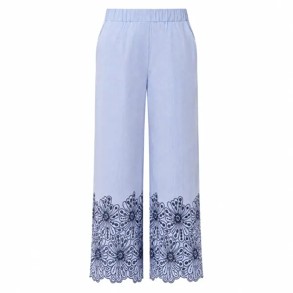 EXQUISE Abrial Elastic Waist Straight Leg Pants Multi Color - Blue