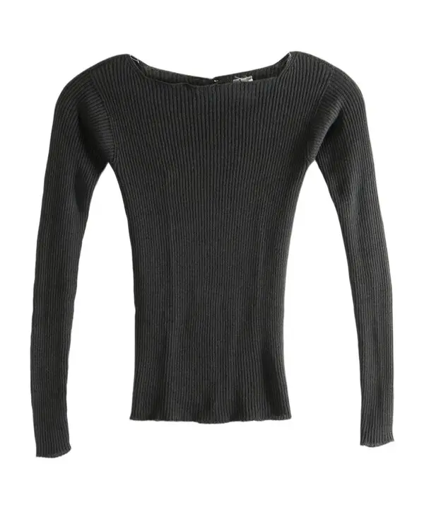 BASERANGE Ribbed Buttoned Sweater - Black