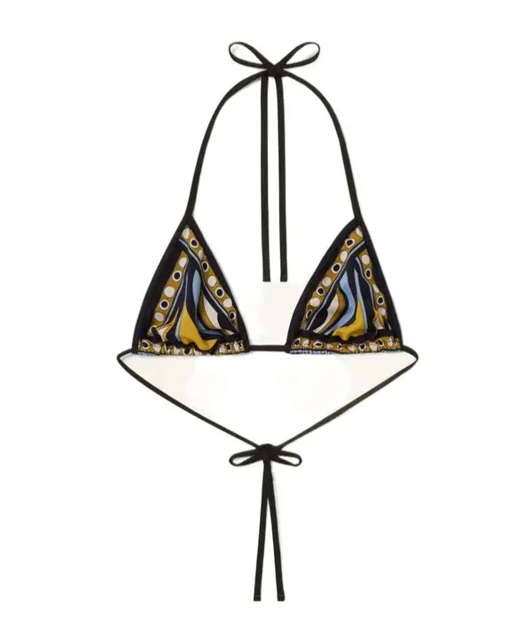 La DoubleJ Sea Printed Triangle Bikini Top - Black