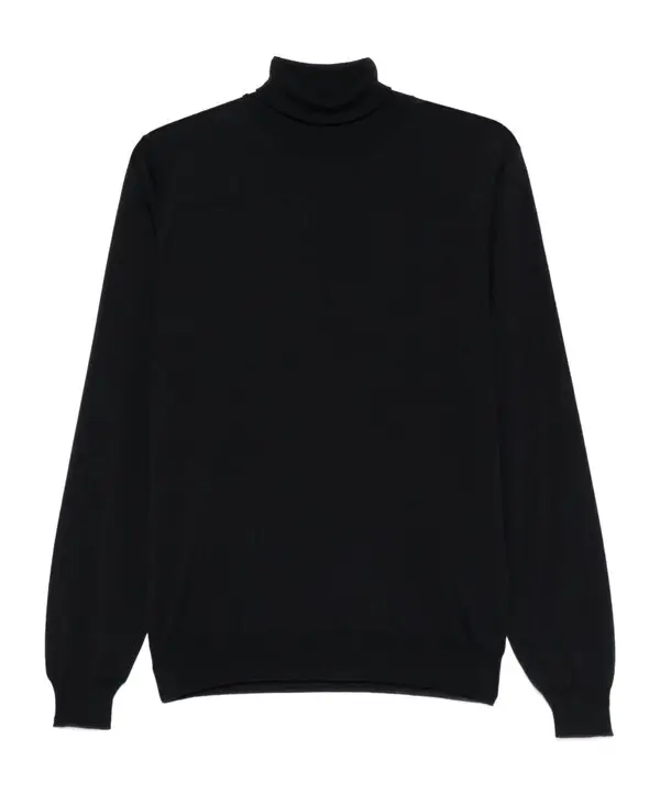 LARDINI Turtleneck Wool Sweater - Black