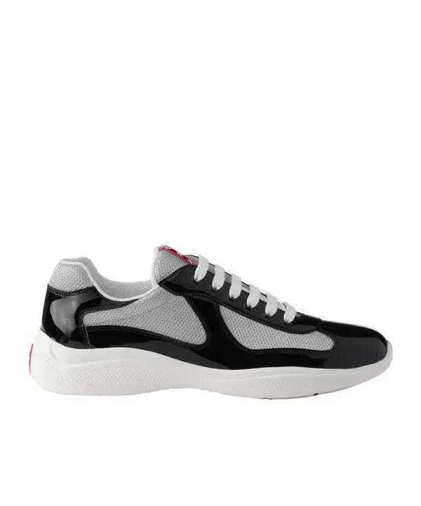 Prada Patent Leather And Technical Fabric America's Cup Sneakers - Black/silver