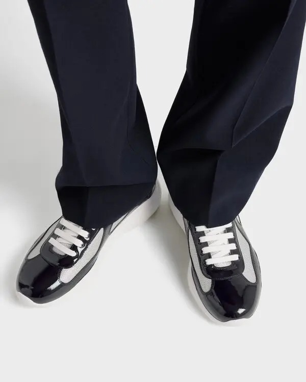 Prada Patent Leather And Technical Fabric America's Cup Sneakers