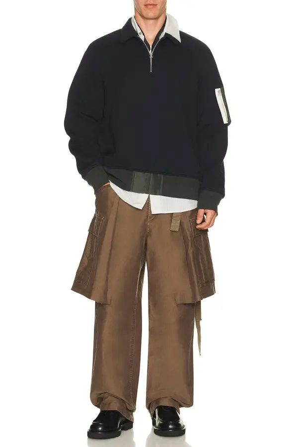 Sacai Sueded Cotton Belted Cargo Pants - Brown