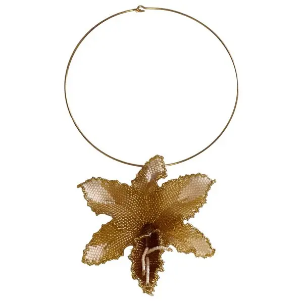 ILIANA ARRAZOLA Orchid Beaded Choker Necklace - Gold