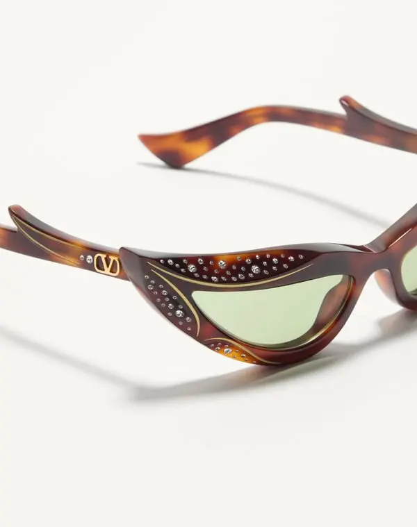Valentino Garavani Cat Eye Acetate Sunglasses - Havana/green