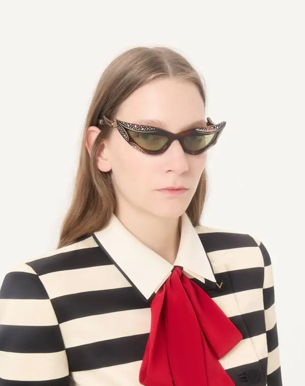 Valentino Garavani Cat Eye Acetate Sunglasses - Havana/green