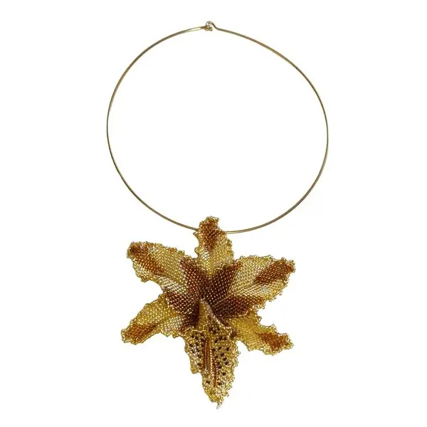 ILIANA ARRAZOLA Orchid Choker With Bronze And Glass Beads - Gold