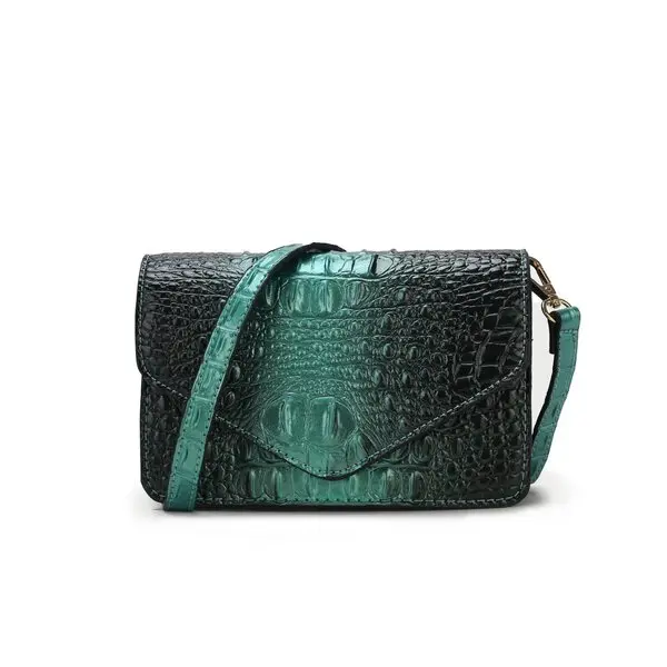MKF COLLECTION - J'OMOR Vanta Croc-embossed Saddle Bag - Green