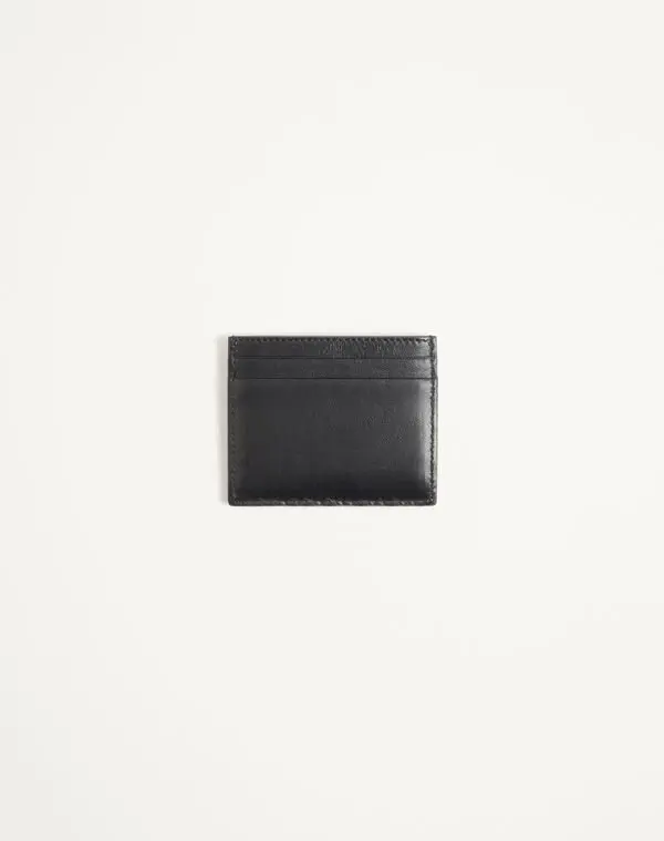 Valentino Garavani Flutterby Cardholder In Shiny Nappa Leather With Butterfly Embroidery