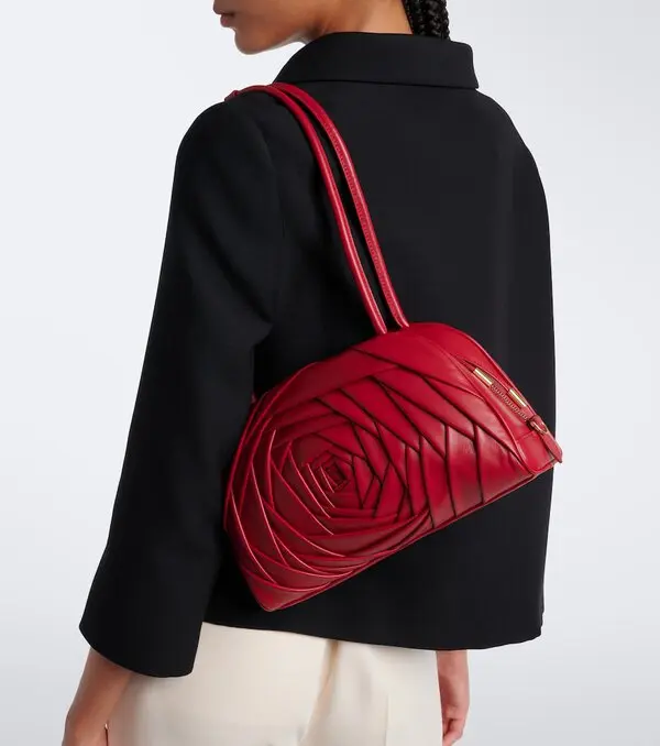 ROGER VIVIER Roseline Leather Shoulder Bag - Red