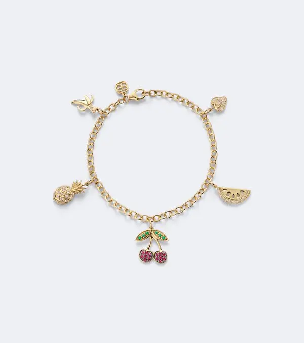 SYDNEY EVAN 14kt Charm Bracelet With Gemstones - Gold