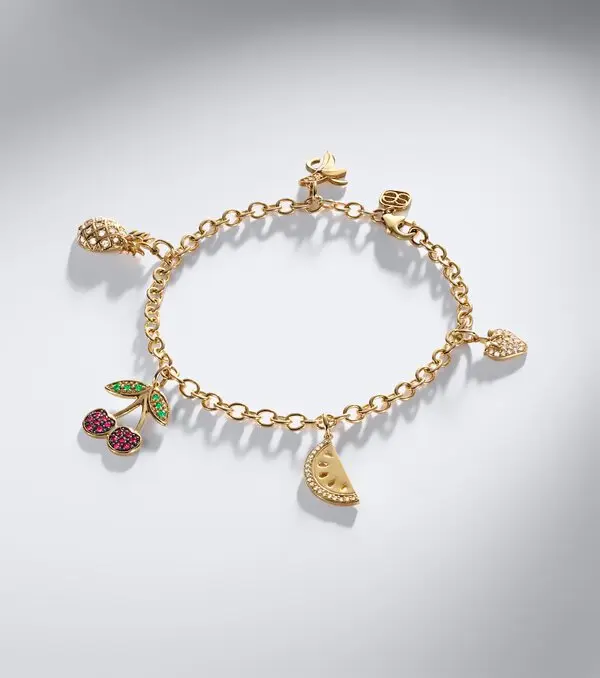 SYDNEY EVAN 14kt Charm Bracelet With Gemstones