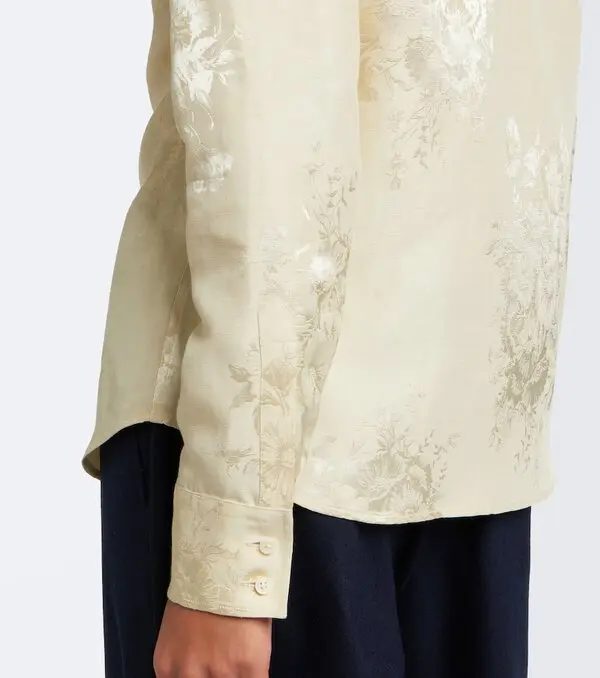 JIL SANDER Floral Jacquard Linen-blend Shirt