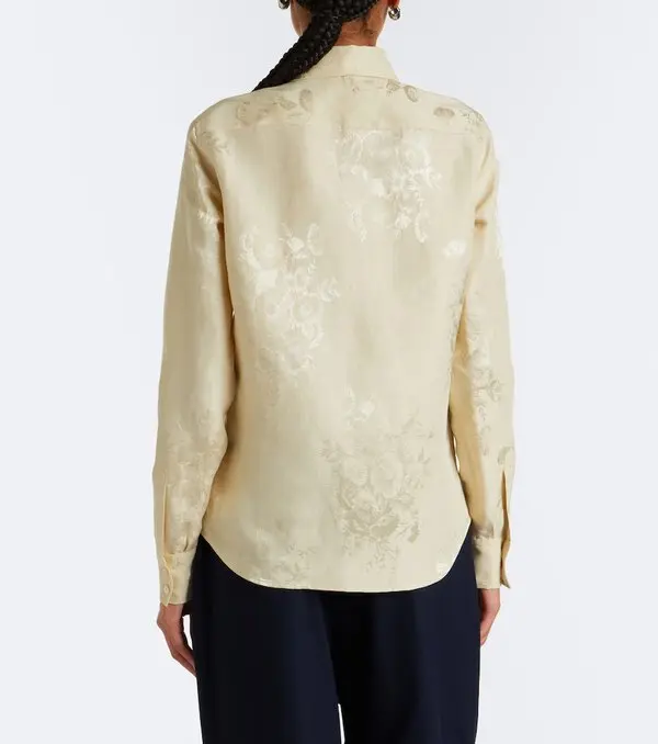 JIL SANDER Floral Jacquard Linen-blend Shirt