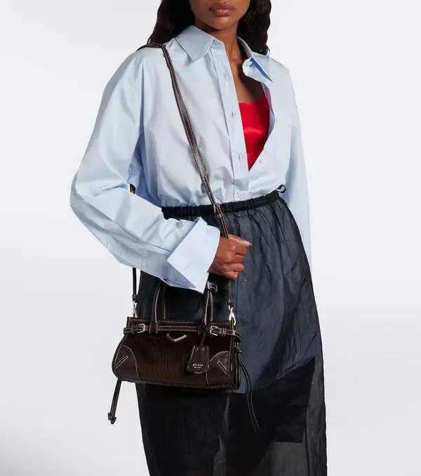 Prada Bonnie Small Corduroy Top-handle Bag