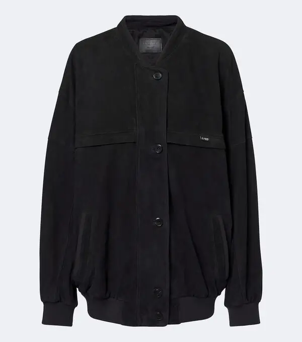 Prada Oversized Suede Bomber Jacket - Grey