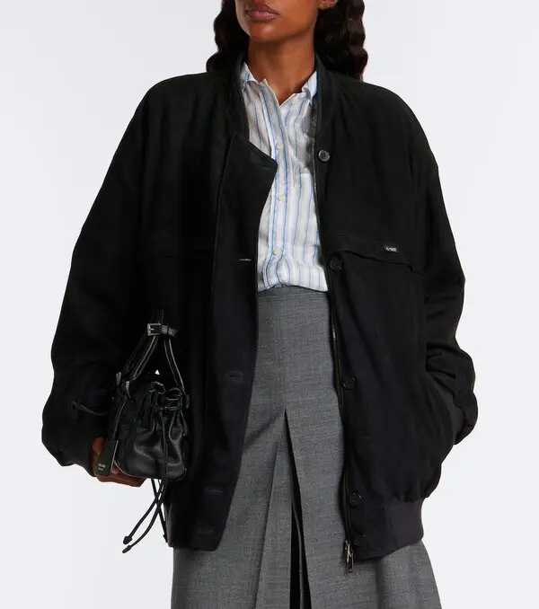Prada Oversized Suede Bomber Jacket