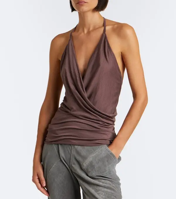 Rick Owens Draped Wool And Silk Top - Purple
