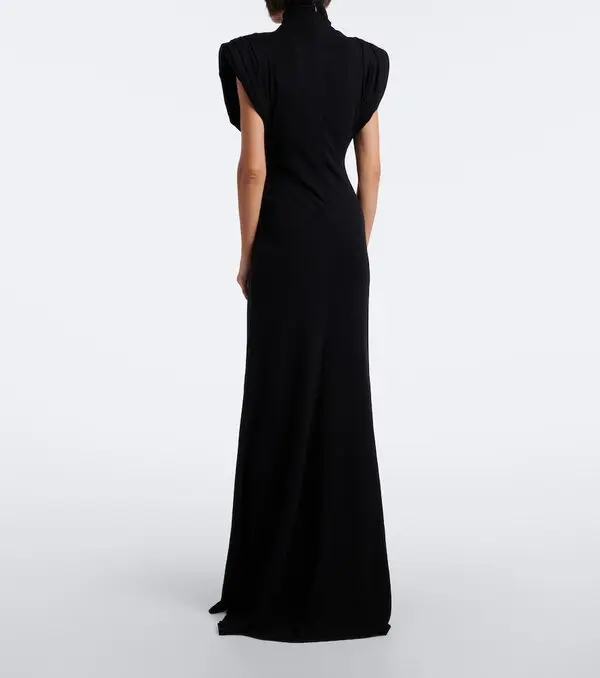 MUGLER Draped Wool-blend Jersey Gown