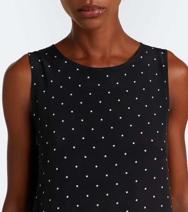 Asceno Polka-dot Tiered Silk Midi Dress