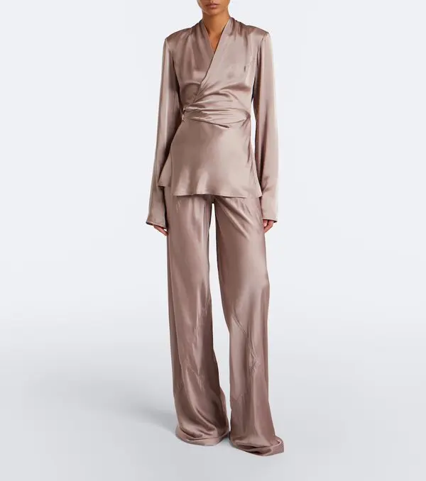 Rick Owens Bias Satin Wide-leg Pants