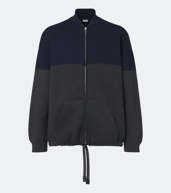 Loewe Anagram Cotton-blend Zip-up Cardigan - Blue