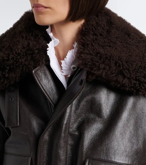 LEMAIRE Shearling-trimmed Leather Blouson Jacket