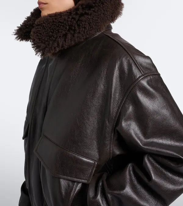 LEMAIRE Shearling-trimmed Leather Blouson Jacket