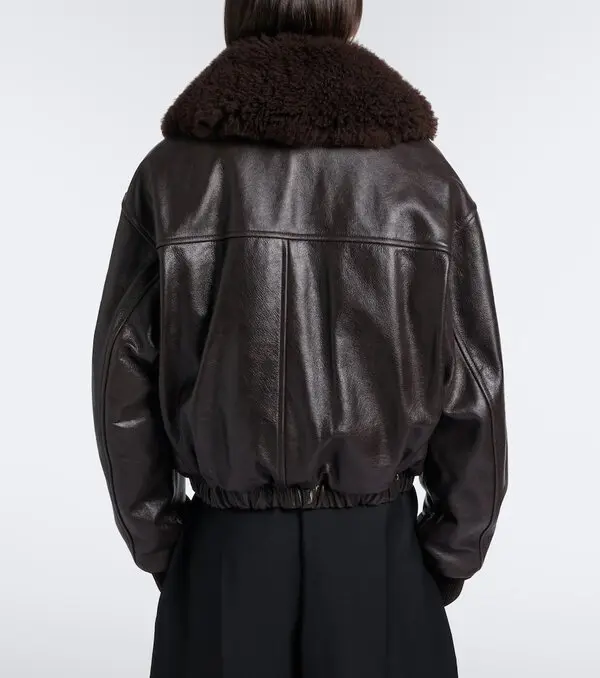 LEMAIRE Shearling-trimmed Leather Blouson Jacket