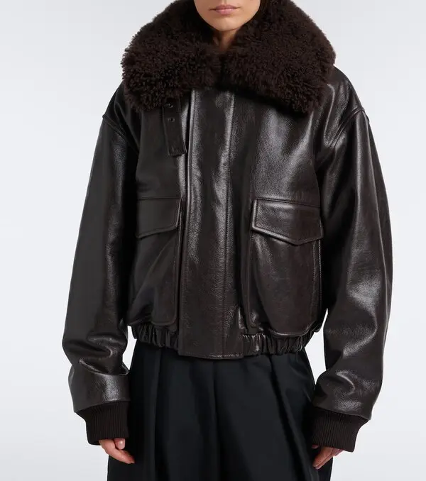 LEMAIRE Shearling-trimmed Leather Blouson Jacket