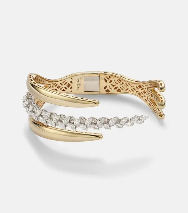 Yeprem En Strada 18kt Yellow And White Cuff Bracelet With Diamonds - Gold