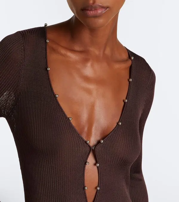DE LA VALI Elisia Ribbed-knit Ruched Maxi Dress