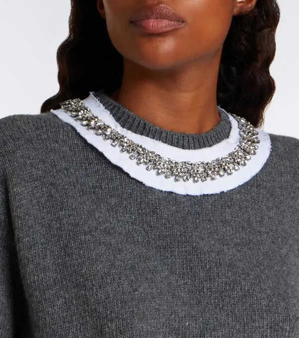 Prada Embellished Wool And Cashmere Sweater