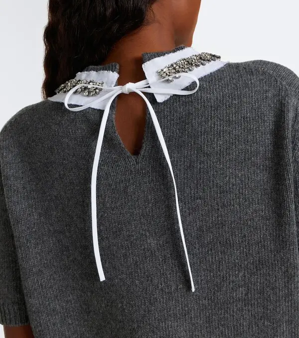 Prada Embellished Wool And Cashmere Sweater