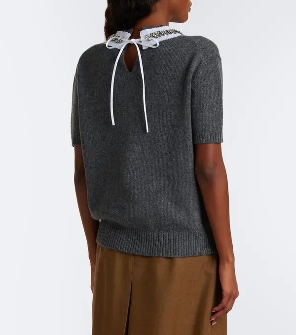 Prada Embellished Wool And Cashmere Sweater