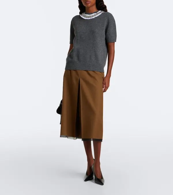 Prada Embellished Wool And Cashmere Sweater