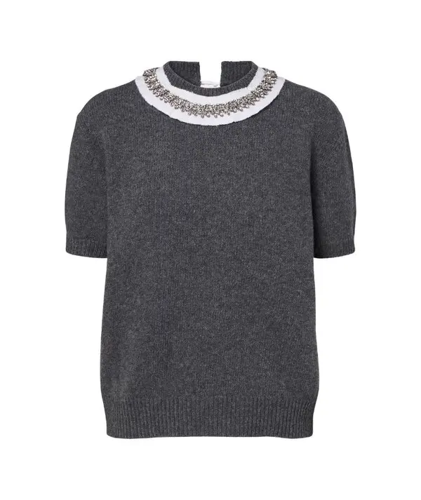 Prada Embellished Wool And Cashmere Sweater - Grey