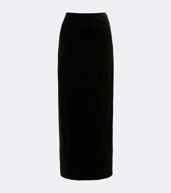 JIL SANDER Cotton Velvet Maxi Skirt - Green