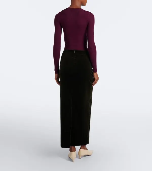 JIL SANDER Cotton Velvet Maxi Skirt