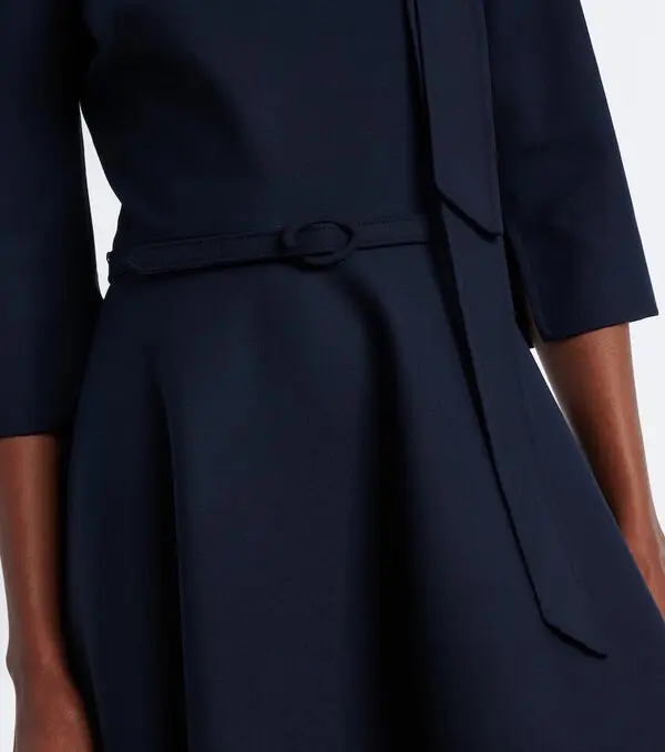Oscar De La Renta Belted Tie-neck Wool-blend Midi Dress