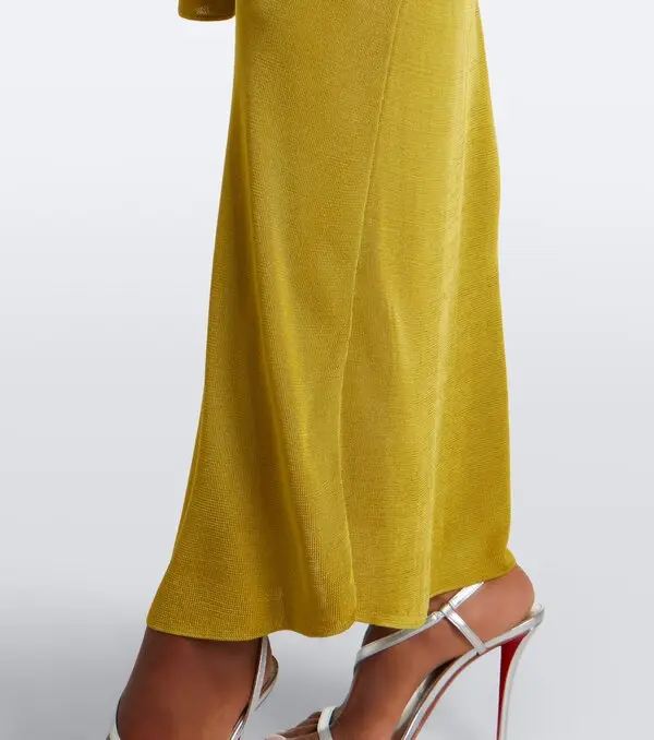 DE LA VALI Belted Embellished Maxi Dress