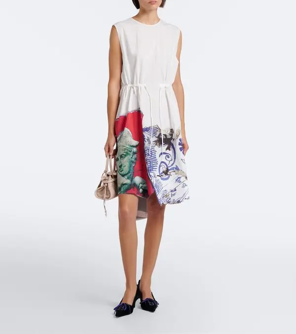Prada Printed Cotton-blend Midi Dress